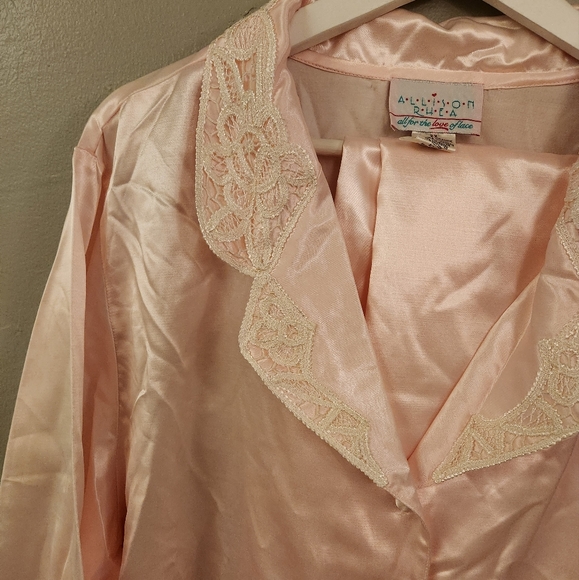 Allison Rhea | Intimates & Sleepwear | Vintage Pink Satin Embroidered ...